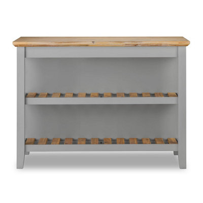 Florence Dove Grey Breakfast Bar Kitchen Island with Shelves