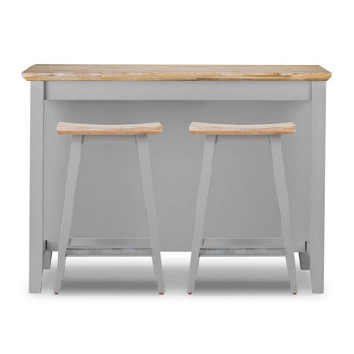 Florence Dove Grey Breakfast Bar Kitchen Island with Shelves