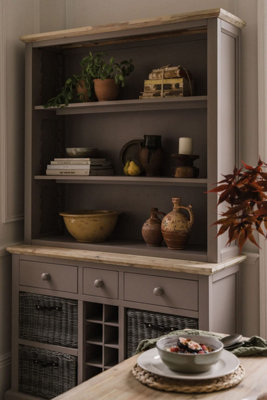 Florence Dove Grey Display Cabinet With Shelves, Wine Rack and Storage ...