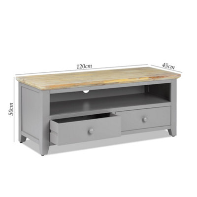 Florence Dove Grey TV Stand With 2 Drawers and Shelf