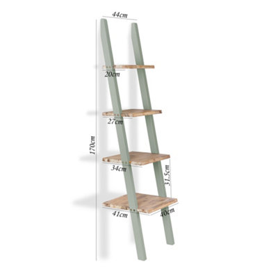 Florence Ladder Shelf. Wooden Shelving, Lean-up Shelves in Sage Green ...