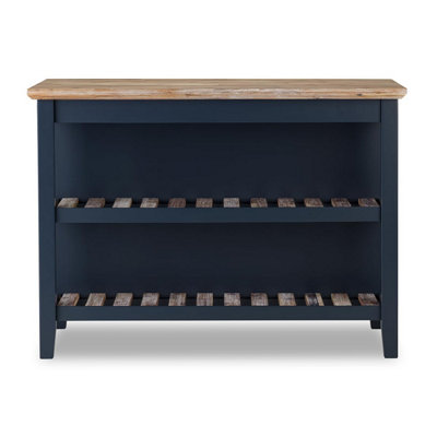 Florence Navy Blue Breakfast Bar Kitchen Island with Shelves