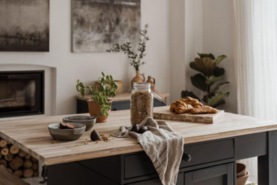 Florence Navy Blue Kitchen Island with Cupboard and Shelves