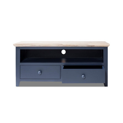 Florence Navy Blue TV Stand With 2 Drawers and Shelf