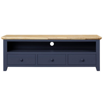 Florence Navy Blue TV Stand with 3 Drawers and Shelf