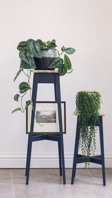 Florence Pair of 2 Plant Stands in Navy Blue. Tall and Short Stands ...