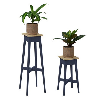 Florence Pair of 2 Plant Stands in Navy Blue. Tall and Short Stands ...
