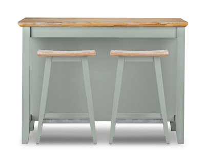 Florence Sage Green Breakfast Bar Kitchen Island with Shelves