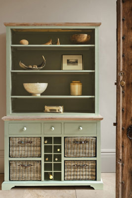 Florence Sage Green Display Cabinet With Shelves, Wine Rack and Storage ...