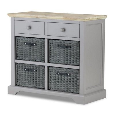 Florence Sideboard with 2 Drawers and Removable Storage Baskets - Dove Grey