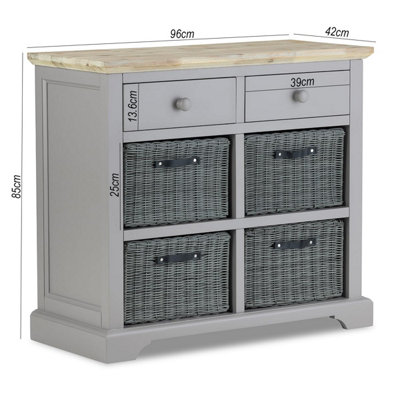 Florence Sideboard with 2 Drawers and Removable Storage Baskets - Dove Grey