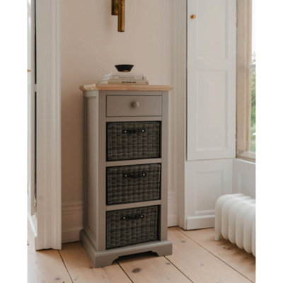 Florence Tallboy with Drawer and 3 Storage Baskets - Dove Grey