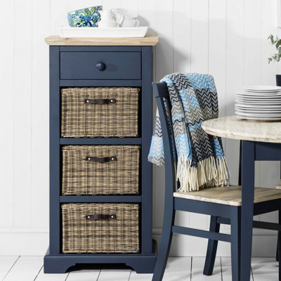 Florence Tallboy with Drawer and 3 Storage Baskets - Navy Blue