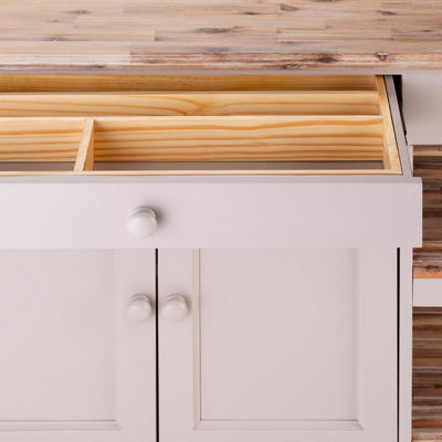 Florence Truffle Kitchen Island with Cupboard and Shelves