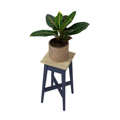 Florence Wooden Plant Stand in Navy Blue. 50cm Tall Plant Holder with ...