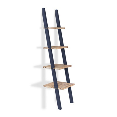 Florence Wooden Shelf. Lean-up Shelving in Navy Blue. Solid Wood Ladder ...