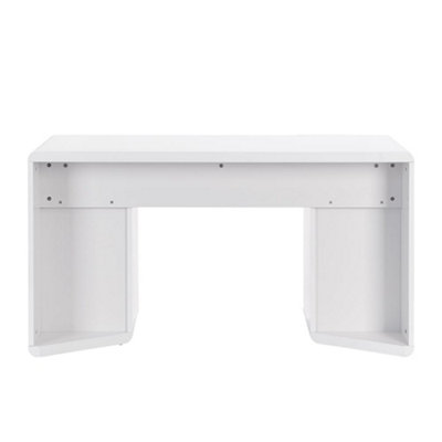 Florentine High Gloss Computer Desk In White And Concrete Effect