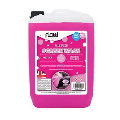 Flow All Seasons Ready To Use Screen Wash Pink - 25 Litre | DIY at B&Q