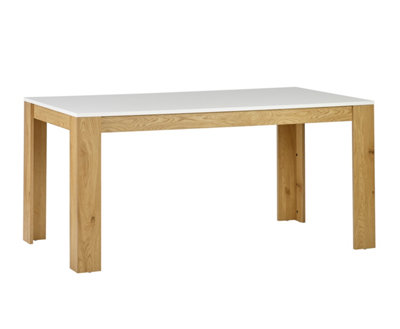 Flow Dining Table - White and Wild Oak | DIY at B&Q