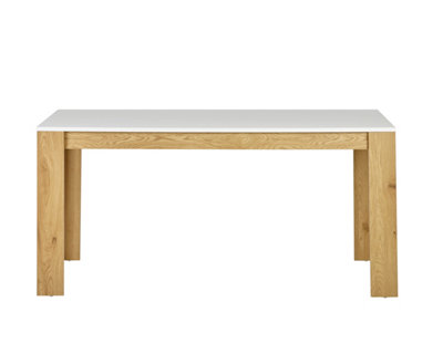 Flow Dining Table - White and Wild Oak | DIY at B&Q