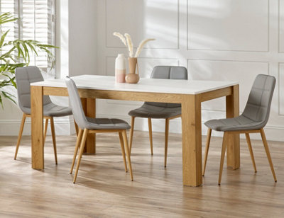 Flow Dining Table - White and Wild Oak | DIY at B&Q