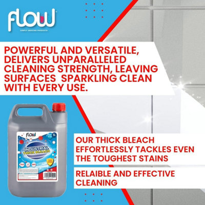 Flow Thick Bleach Industrial Strength Multi Purpose Cleaner (5L) Extra Strong Formula for ...