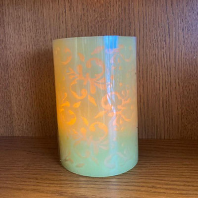 Flower Design Real Wax LED Candle - Battery Powered Handcrafted Faux ...