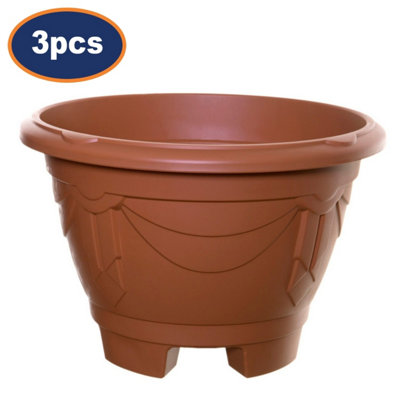 Flower Pot Venetian Planter Round Legged Plastic Terracotta Garden 4L ...