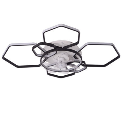 Flower Shape Ceiling Fan with Dimmable LED Light 5 Blades Modern ...