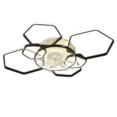 Flower Shape Ceiling Fan with Dimmable LED Light 5 Blades Modern ...