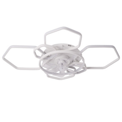Flower Shape Ceiling Fan with LED Light 5 Blades Modern Dimmable ...