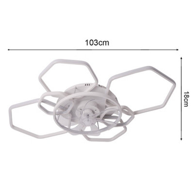 Flower Shape Ceiling Fan with LED Light 5 Blades Modern Dimmable ...