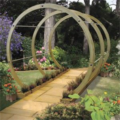 Flower Walk Wooden Garden Pergola 234.4 x 247 x 257.5cm Round Pressure ...