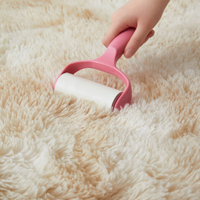 Fluffy Runner Rug Tye Dye Cream Living Dining Room Bedroom Kitchen ...