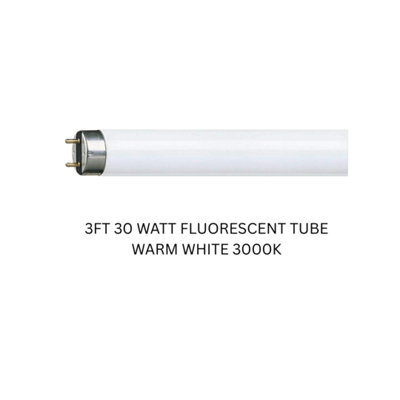 Fluorescent Tube F30W/830 T8 3ft Triphosphor WARM WHITE Light 30 Watt 3000K