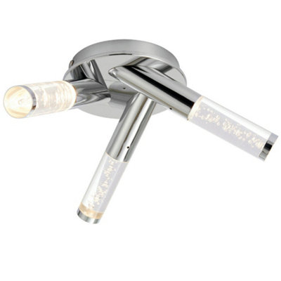 Flush Bathroom Ceiling Light IP44 Modern Chrome 3 Lamp Bulb Multi Arm ...