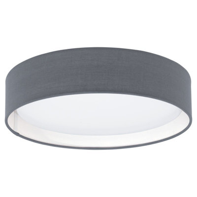Flush Ceiling Light Colour White Steel Shade Grey & Plastic Bulb LED ...