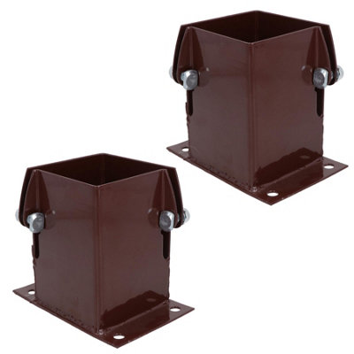 Flush Fit Fence Post Bolt Down Shoe Holder Support Clamp 100mm x 100mm 2PK