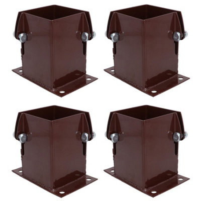 Flush Fit Fence Post Bolt Down Shoe Holder Support Clamp 100mm x 100mm 4PK