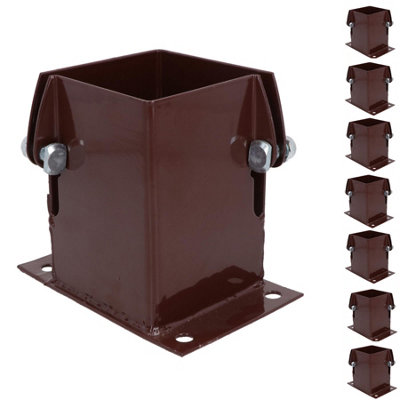 Flush Fit Fence Post Bolt Down Shoe Holder Support Clamp 100mm x 100mm 8PK