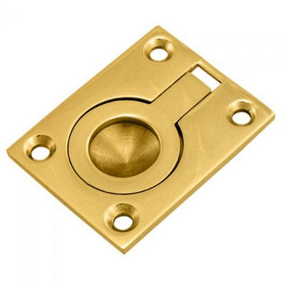 Flush Ring Recessed Pull Handle 50 x 38mm 8mm Depth Polished Brass ...