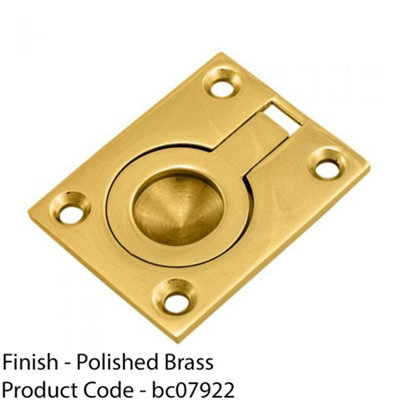 Flush Ring Recessed Pull Handle 63 x 50mm 12mm Depth Polished Brass ...