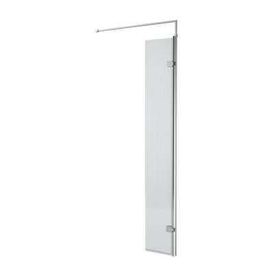 Fluted 8mm Toughened Safety Glass Hinged Return Screen with Support Bar ...