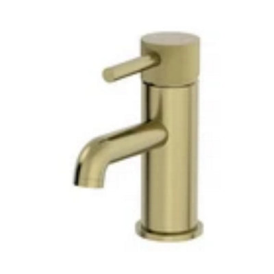 Fluted Basin Sink Mixer Tap Bathroom Mono Round Single Lever Brushed Brass