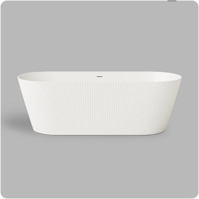 Fluted Freestanding Bath Double Ended White Gloss 1700x750x560 Waste ...