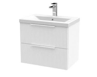 Fluted Front Wall Hung 2-Drawer Bathroom Vanity Unit with 1 Tap Hole ...