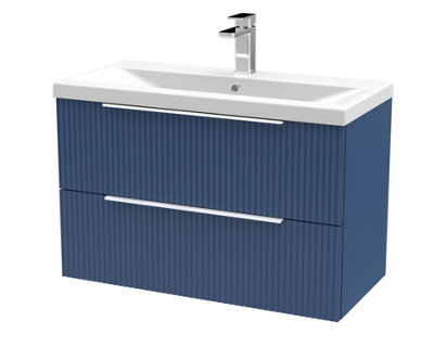 Fluted Front Wall Hung 2-Drawer Bathroom Vanity Unit with 1 Tap Hole ...