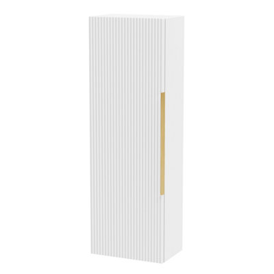 Fluted Front Wall Hung Single Door Tall Bathroom Storage Unit, 400mm ...
