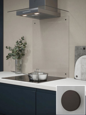 Fluted Glass Kitchen Splashback (Fixing Kit with Bronze Caps) 600mm x ...