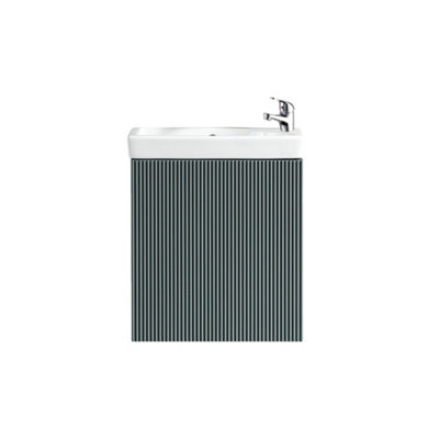 Fluted Mini Cloakroom Vanity Unit Basin Wall Mounted with Chrome Tap ...